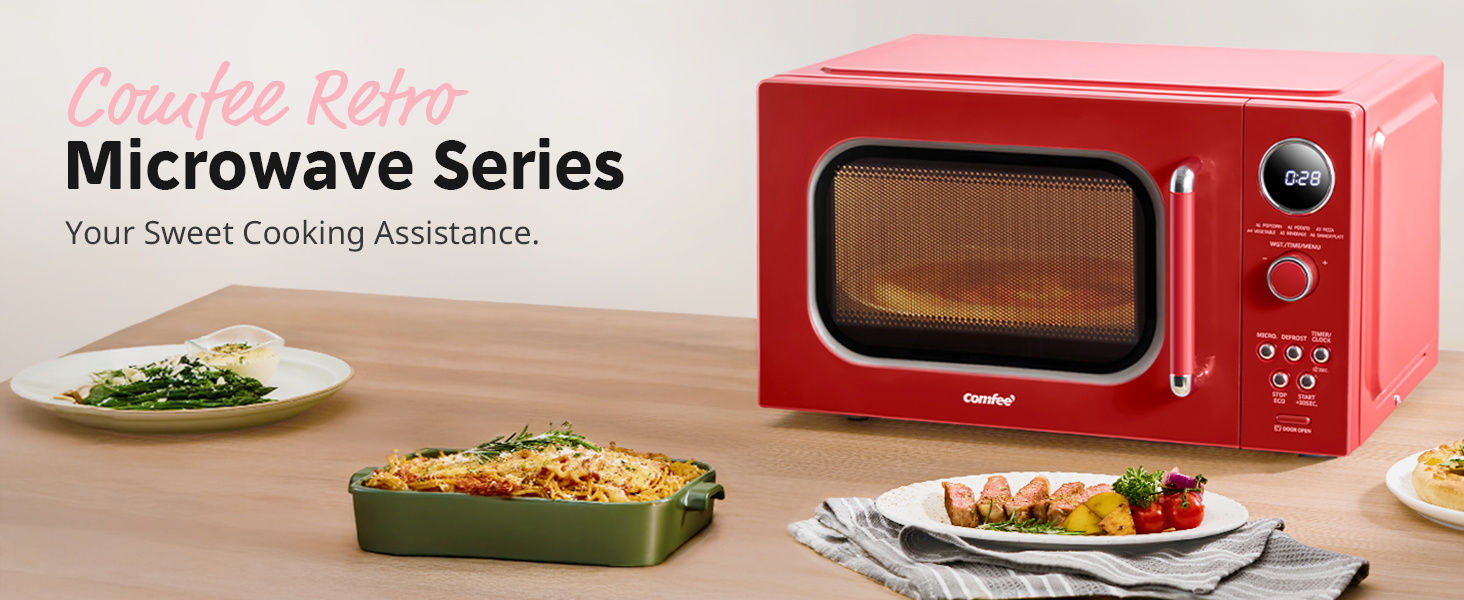 Red Kitchen Countertop Comfee Retro Microwave Oven – Comfee’