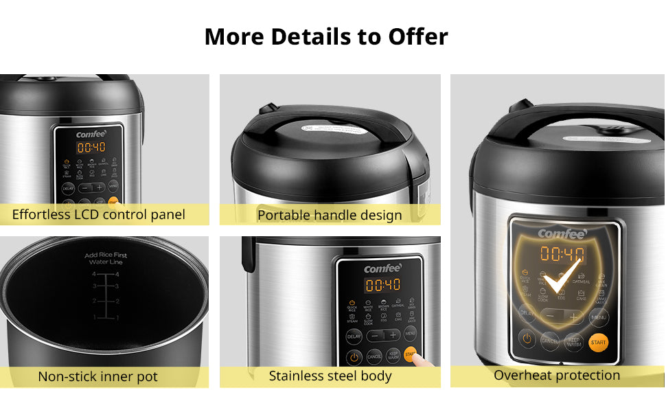 Stainless Steel Compact Rice Cooker - Comfee – Comfee’