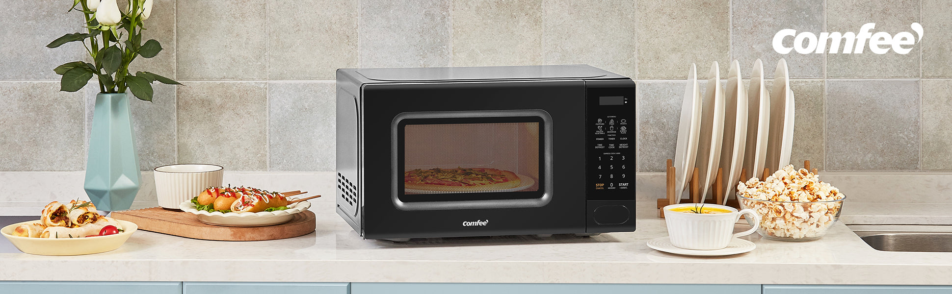 0.7 Cu.ft Retro Countertop Microwave - Black – Comfee’