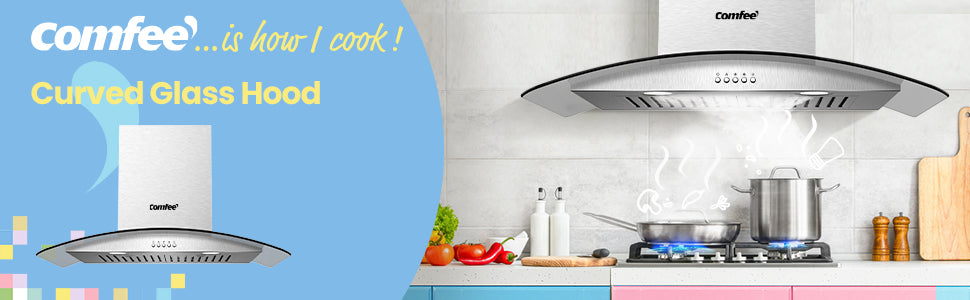 30 Inch Curved Glass Wall Mount Range Hood - Comfee – Comfee’