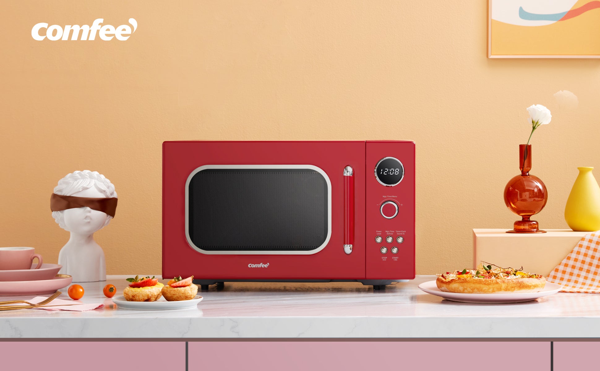 Red Kitchen Countertop Comfee Retro Microwave Oven – Comfee’